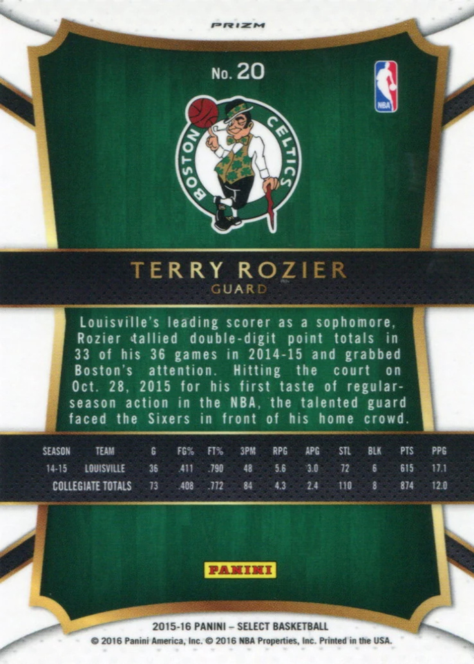 Terry Rozier 2015 Panini Select Tri Color Refractor Rookie Card | eBay