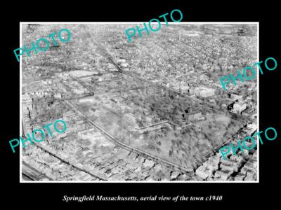 OLD POSTCARD SIZE PHOTO SPRINGFIELD MASSACHUSETTS AERIAL VIEW OF TOWN ...