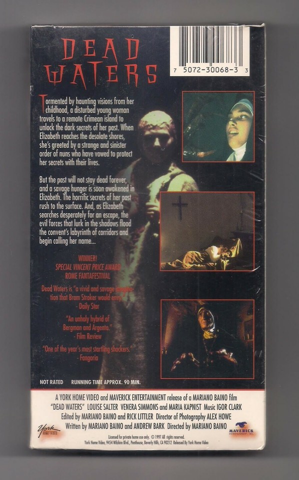 DEAD WATERS rare VHS Horror / Gore / Slasher SEALED 1997 Louise Salter ...
