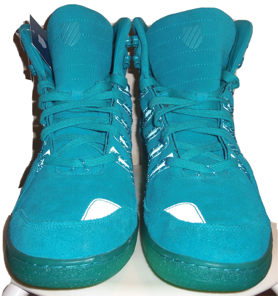 NEW K-SWISS TEAL GREEN VN SUEDE HI-TOP 3M REFLECT FASHION CLEAR SOLE ...