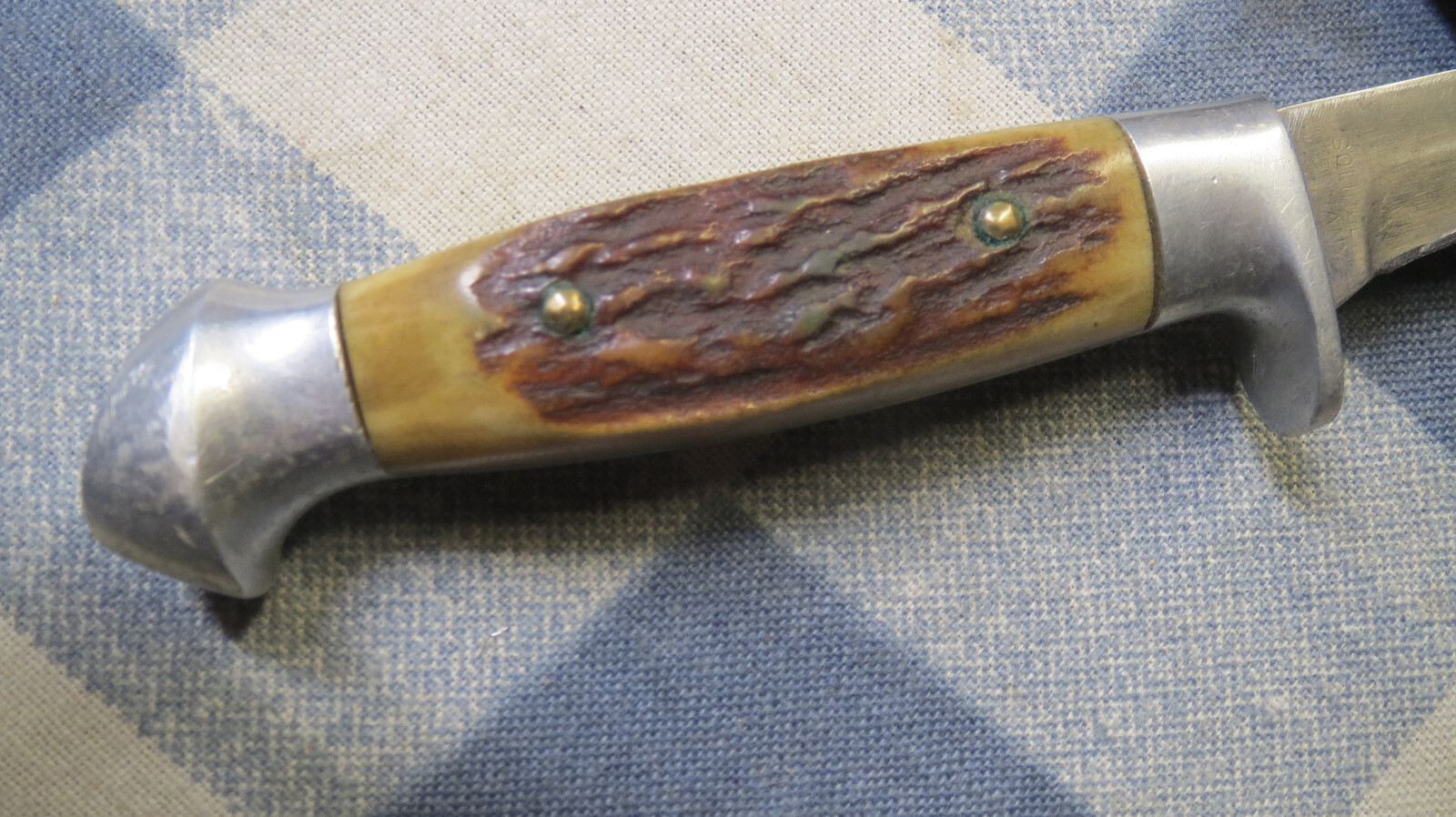 Vintage Stag Handle Soligen Germany ROMO w/ Arrow Fixed Blade Knife 4. ...