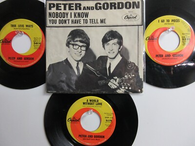 💥4 ' PETER AND GORDON ' HIT 45's+1Picture Sleeve [NOBODY I KNOW ] THE ...