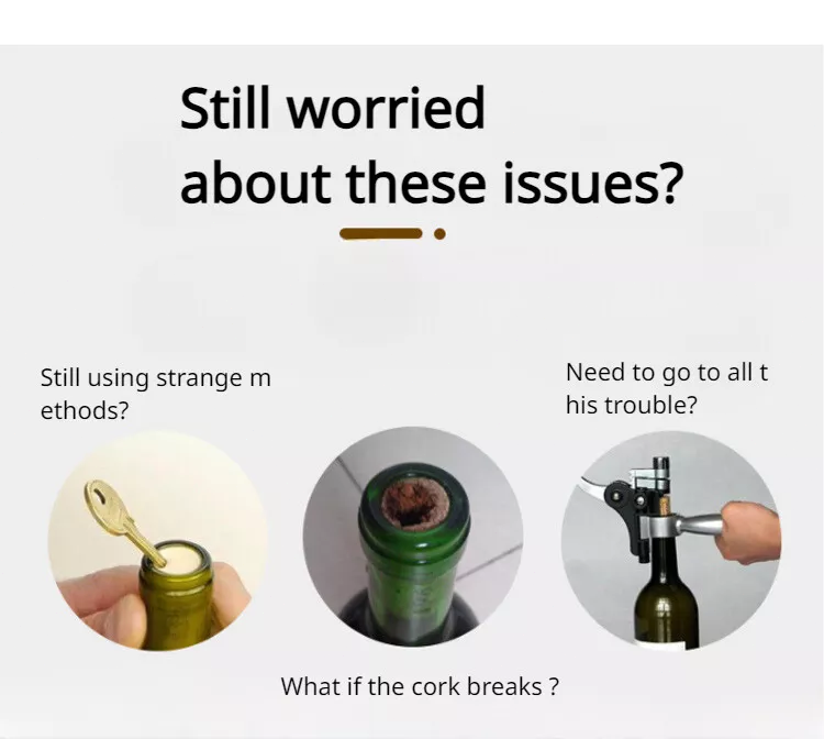 Two-Prong Cork Puller Remover Ah-So Old Wine Opener Multifunction Beer ...