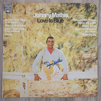 Johnny Mathis Signed Love is Blue Vinyl Record Album LP Singer LEGEND ...