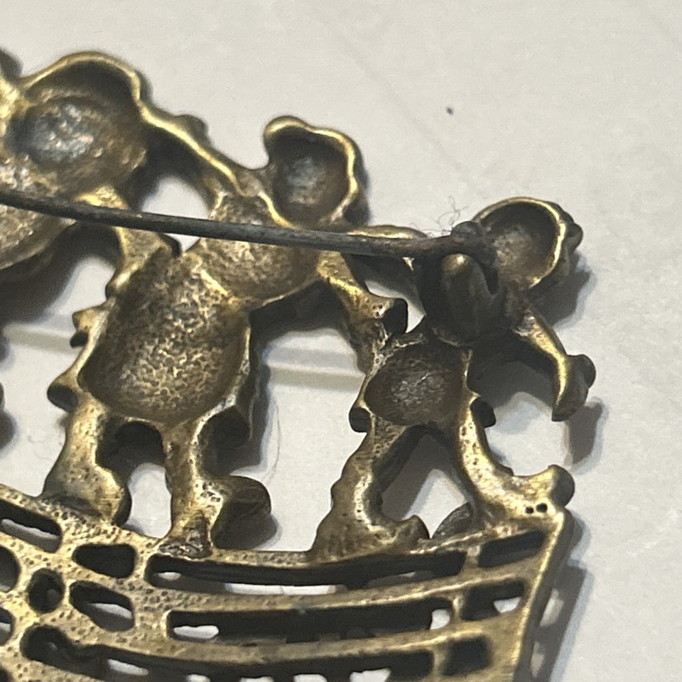 Vintage JJ Jonette Merry Christmas Brooch Pin Enamel Brass Tone Claus ...