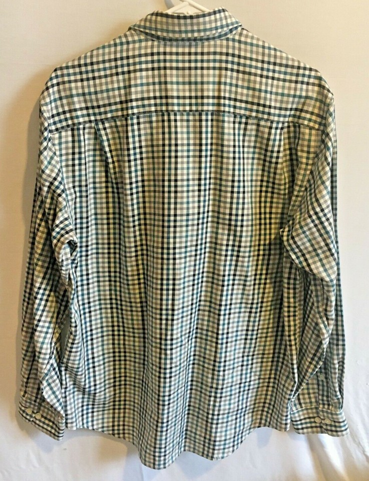 Men's David Taylor Button Front Shirt Medium Black Gray Teal Check ...