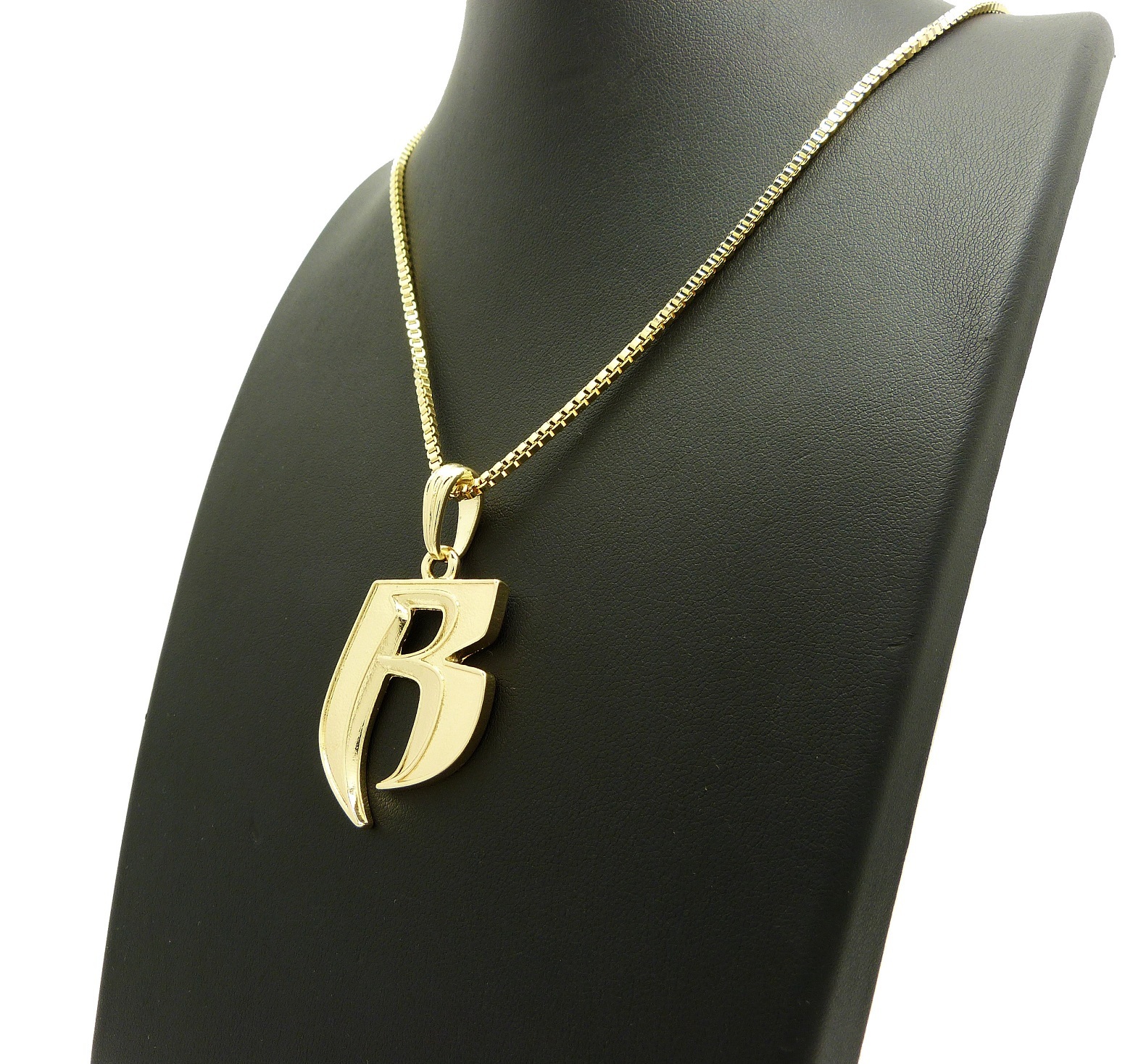 Mens Hip Hop Ruff Ryders Pendant 24" Box Chain Necklace 14k Gold Plated ...