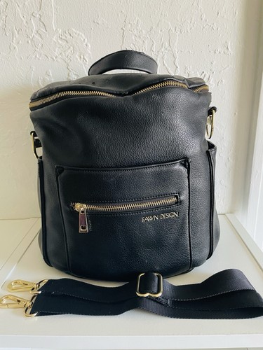 Fawn Design Diaper Bag Backpack Shoulder Strap Black Mom Dad Large ...