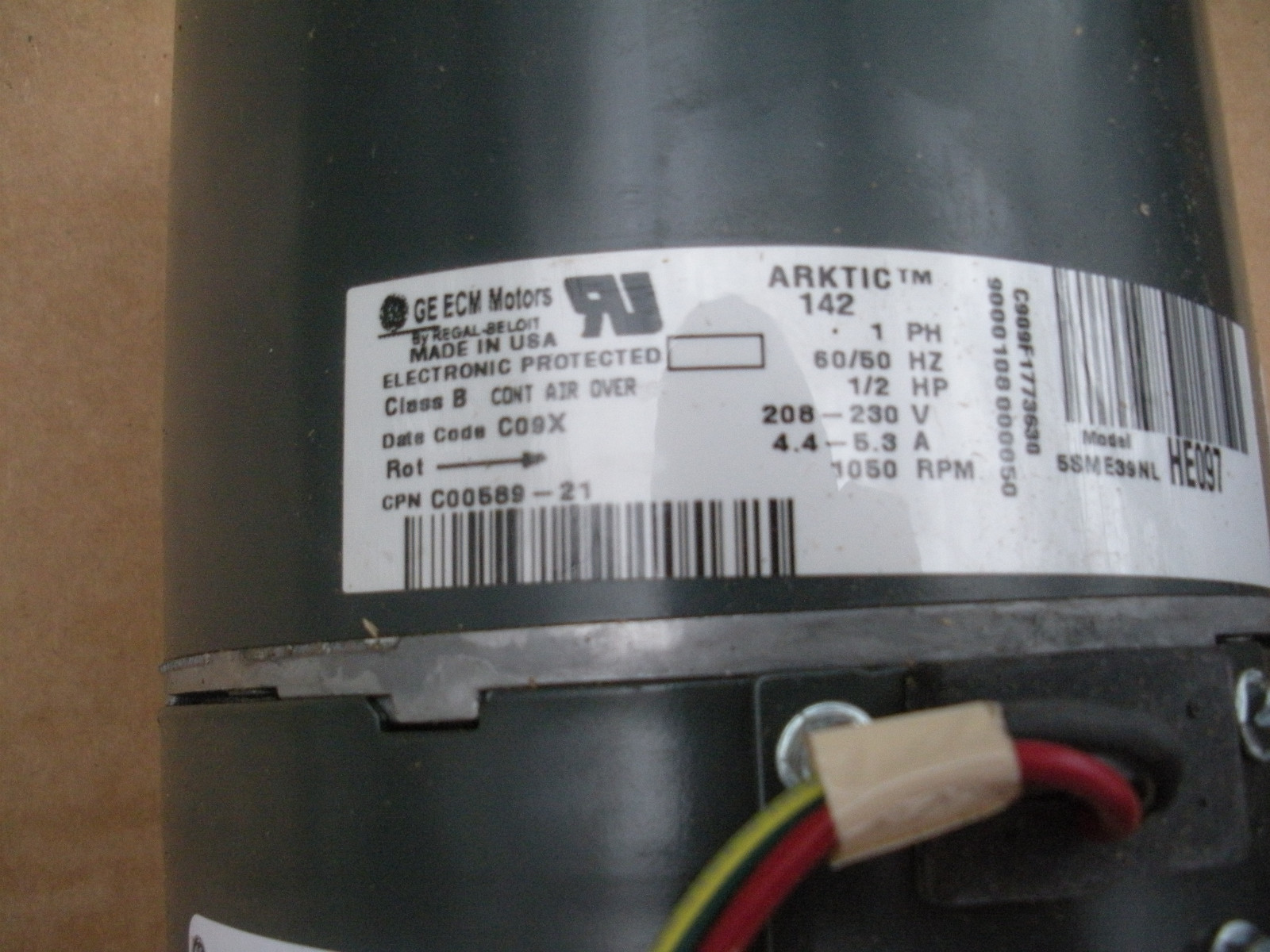 GE ECM Motor Arktic 142 Regal Beloit 1ph 1/2 HP 1050rpm 230v HE097 for ...