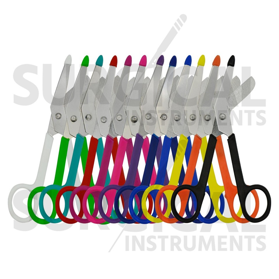 12 Pcs Plastic Handle Colored Bandage Scissors Scrub Nurse Idea German ...