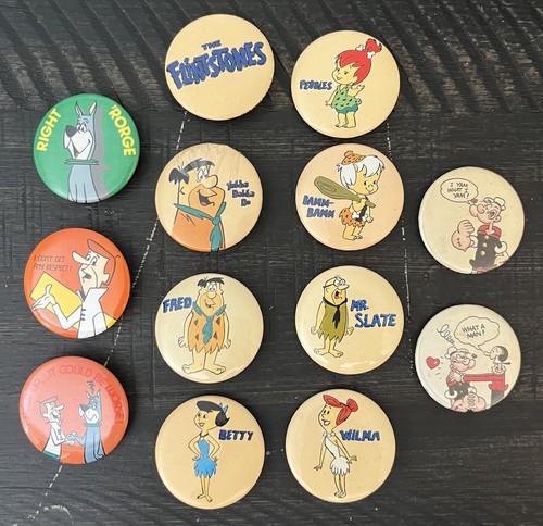Vintage Popeye, Flinstones, Jetsons Pinbacks - Lot Of 13 - Great ...