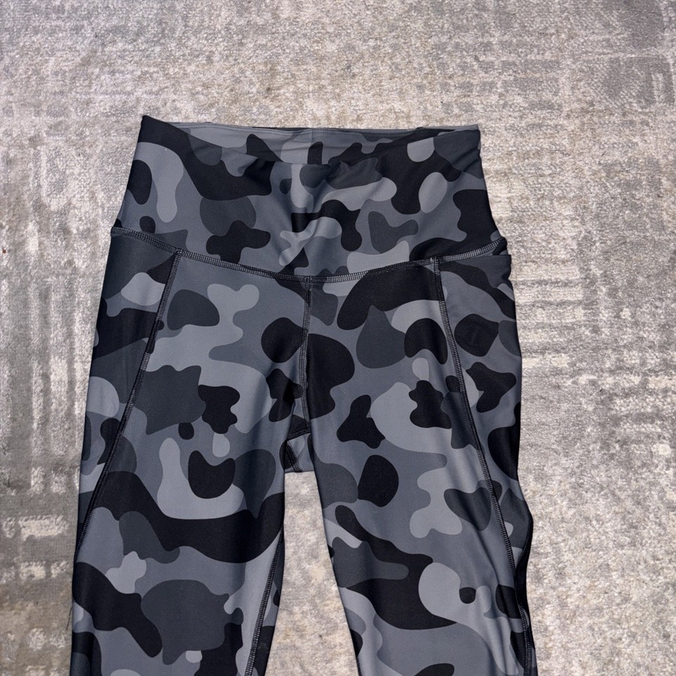 Reebok Precision High Rise Leggings Pockets Camo Gray Size M | eBay