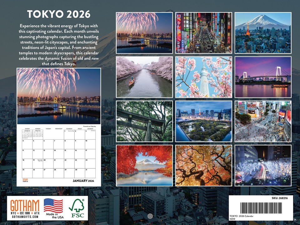 Tokyo Calendar 2026 Japan Monthly Wall Calender 12 Month | eBay