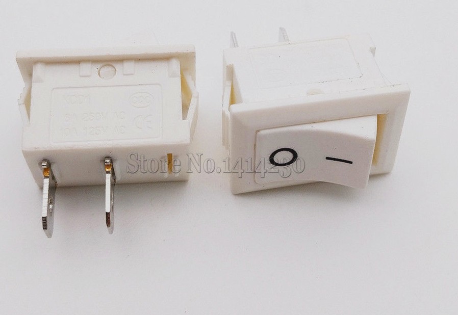 Rectangular Rocker Switch 15mm X 10mm SPST Small Black White 2 Pin ON ...