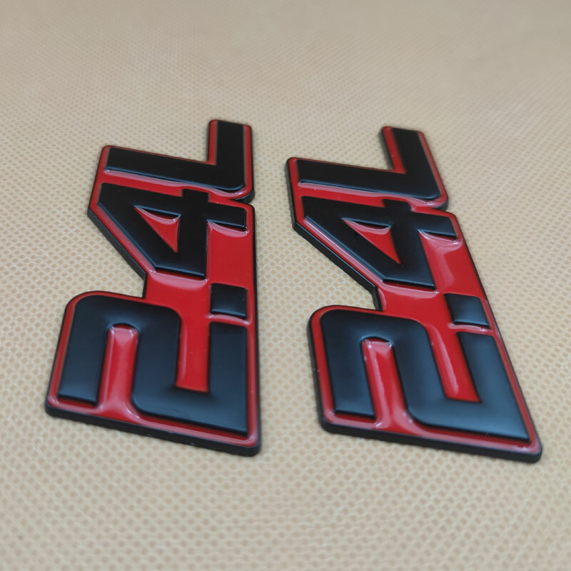 2X Car Emblem Metal Black & Red 2.4L Logo Badge Sport Fender Trunk ...