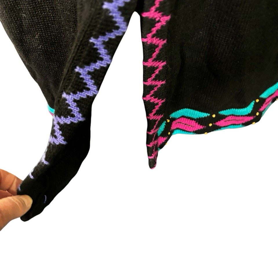 Anthony Original Sweater Scarf Set 2X Black Embroidered Cultural Long ...