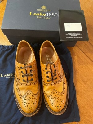 Loake 1880 Ashby Tan Leather Brogue Shoes Size UK 8.5G Made In England ...