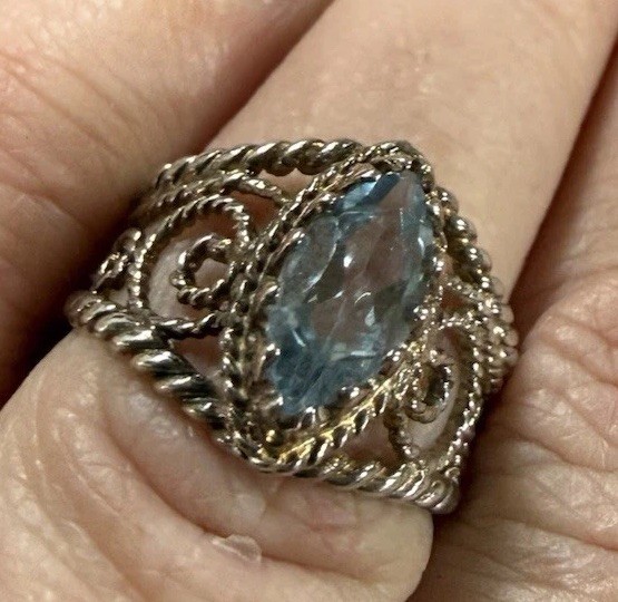 Vintage Sterling Silver Blue Topaz Ring Size 6 Estate | eBay UK