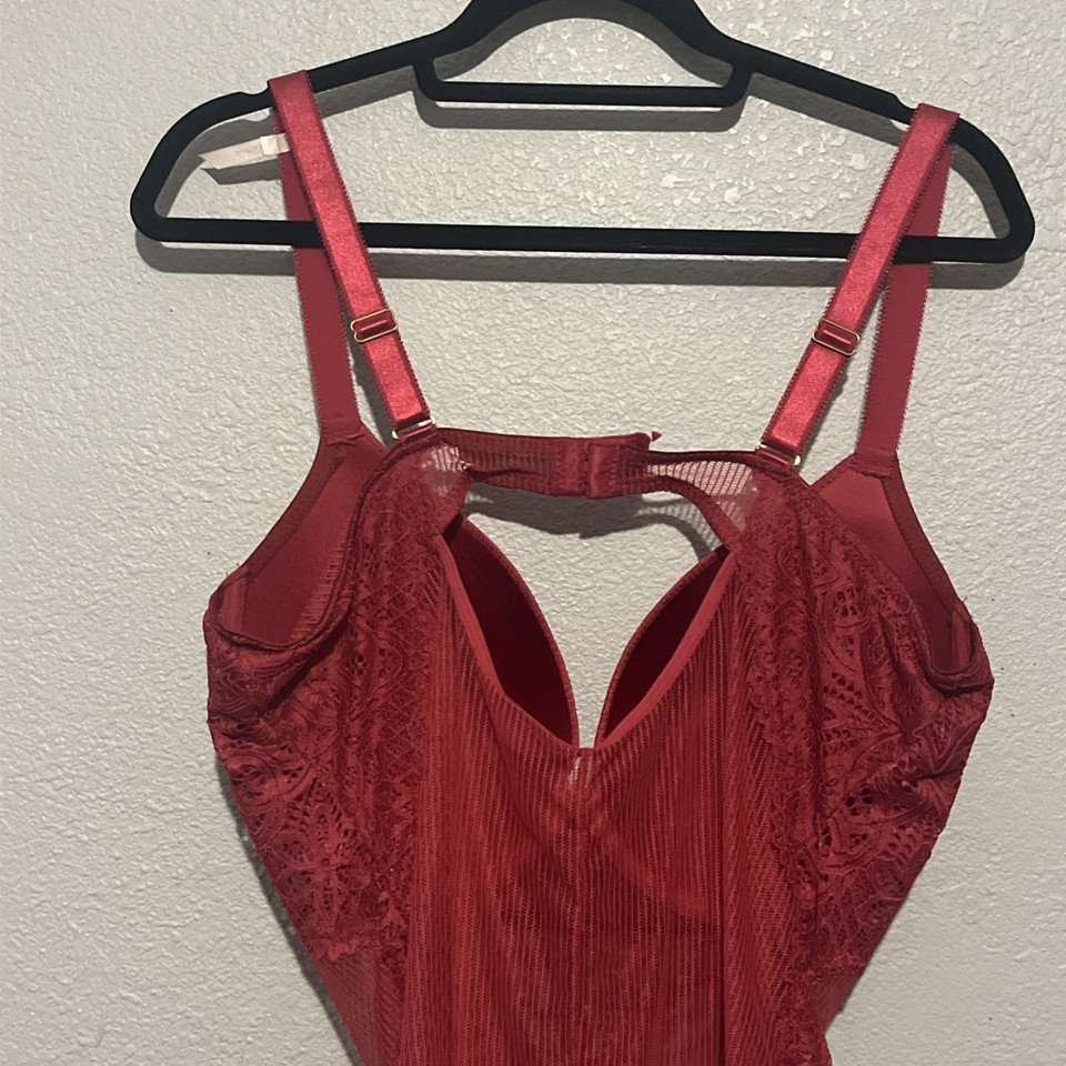 Daisy Fuentes Sexy Mesh & Lace Teddy Underwire Red Bodysuit Babydoll ...