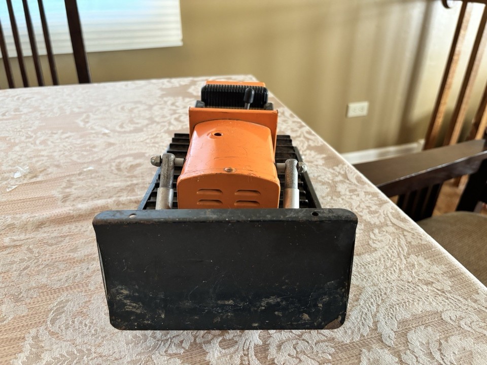 Vintage Structo pressed steel tracked Crawler orange and black | eBay