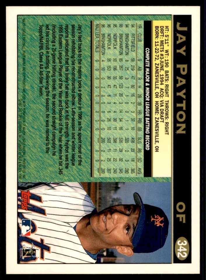 1997 Topps Jay Payton Baseball Card #342 | eBay