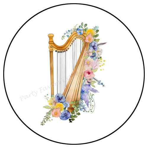 FLORAL HARP MUSIC ENVELOPE SEALS LABELS STICKERS PARTY FAVORS | eBay