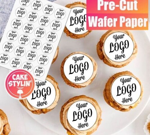 24 x CORPORATE LOGO Edible Cupcake Toppers Wafer Paper / Card ...