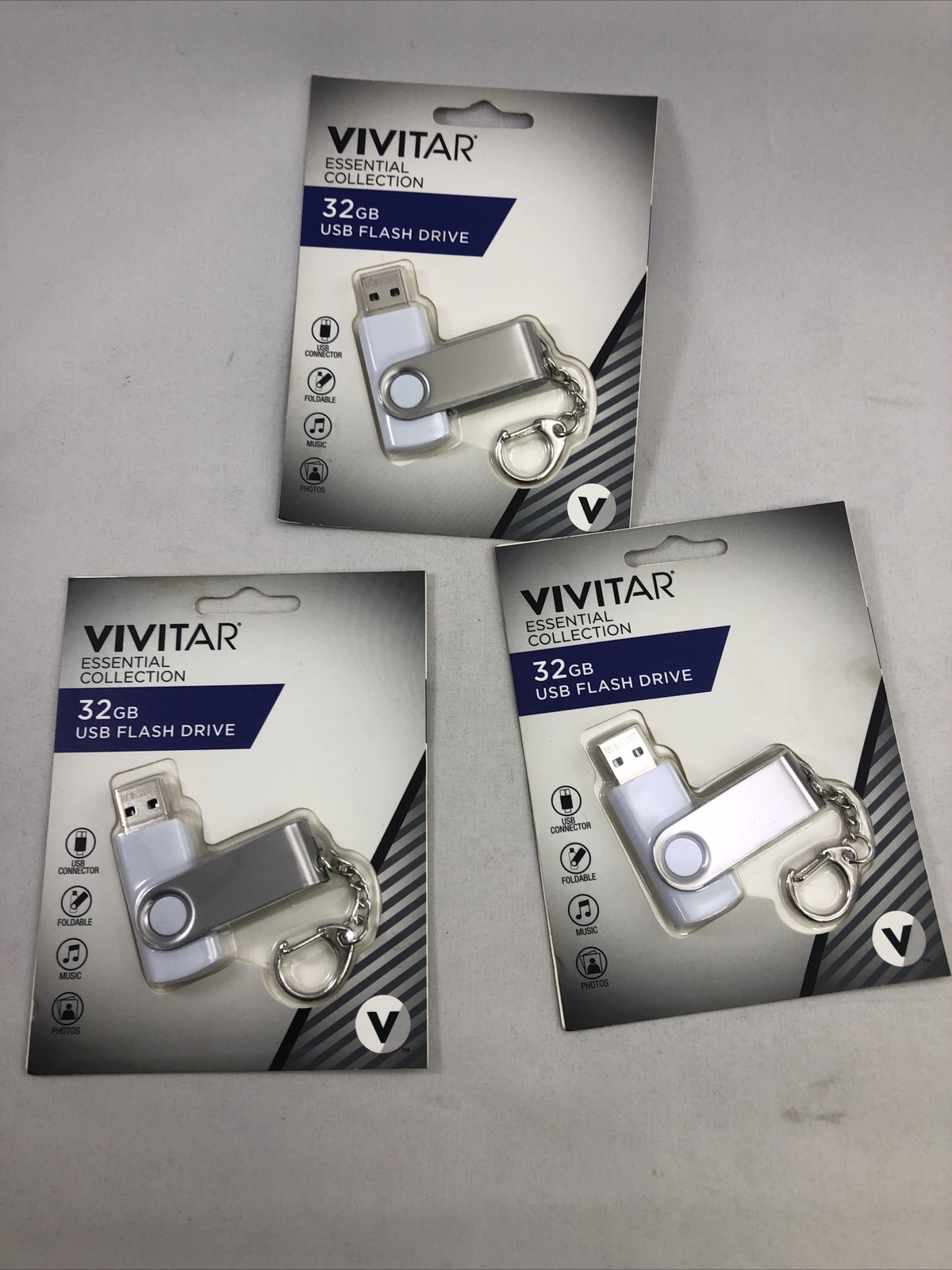 Lot Of 3 Vivitar Essential Collection 32GB USB Flash Drive new sealed ...