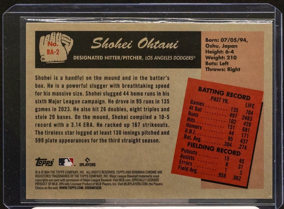 SHOHEI OHTANI 2024 Bowman 1955 '55 Anime SP SSP JU4 | eBay
