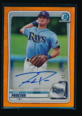 FORD PROCTOR AUTO 2020 Bowman Chrome Autograph ORANGE REFRACTOR #/25 ...