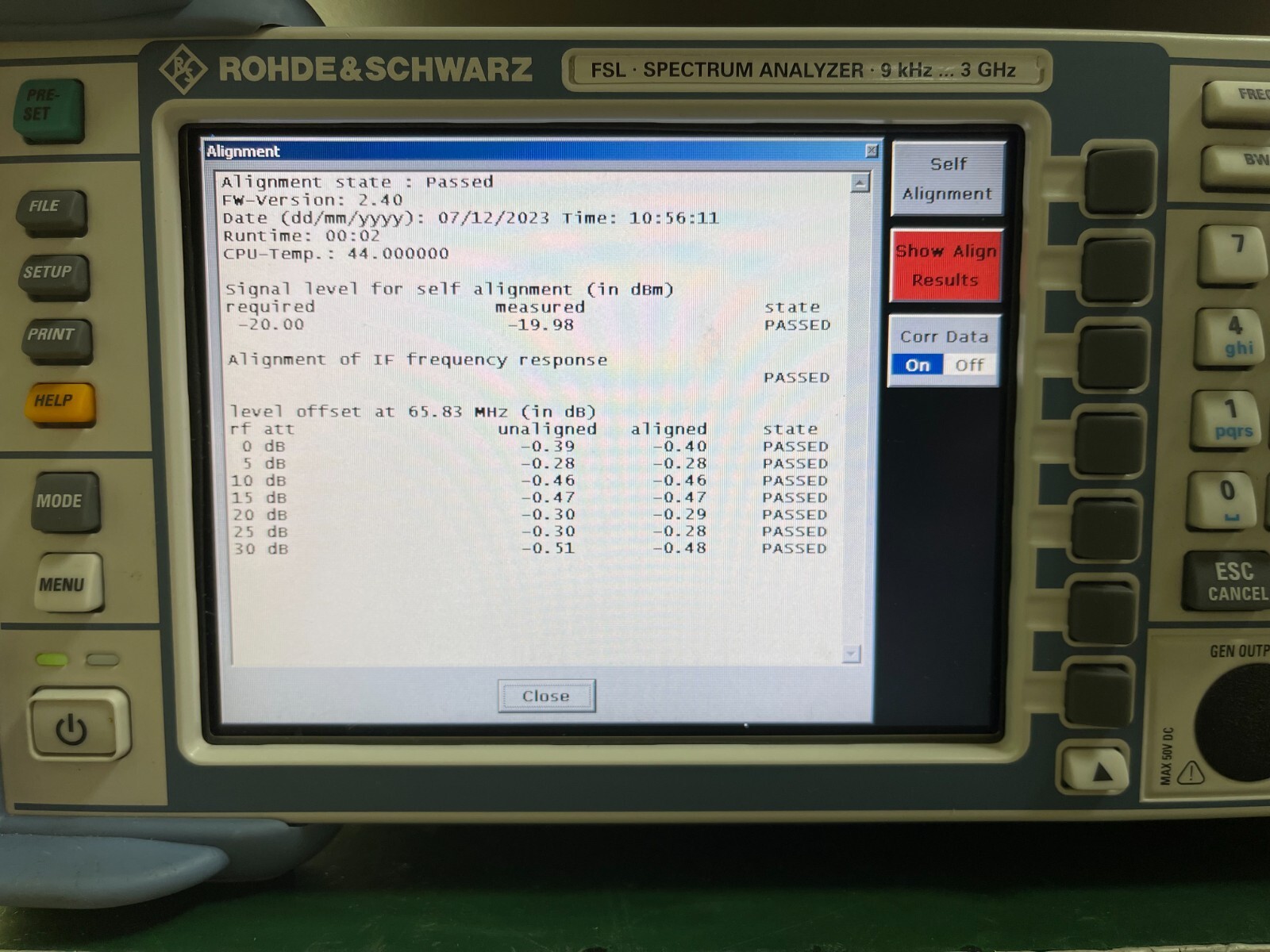 Rohde & Schwarz FSL3 Spectrum Analyzer 9 kHz - 3 GHz _ 0776 | eBay