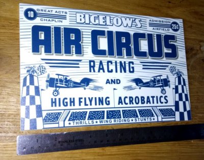 CUSTOM BIGELOW'S AIR CIRCUS PLASTIC WINDOW / COUNTER SIGN PROP ...