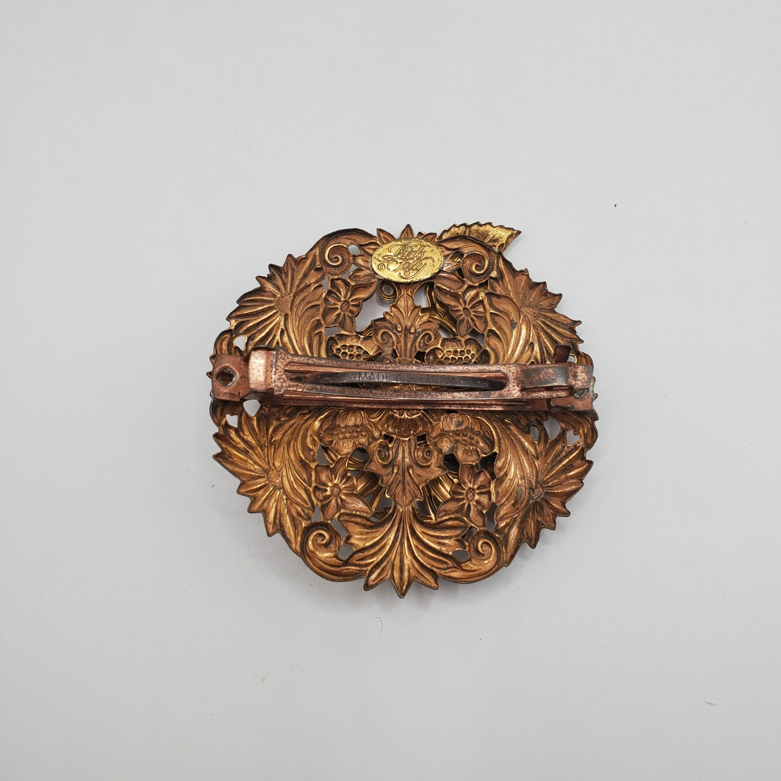 VINTAGE KIRKS FOLLY HAIR BARRETT PIN COPPER COLORED GRAPE VINE TEAL ...