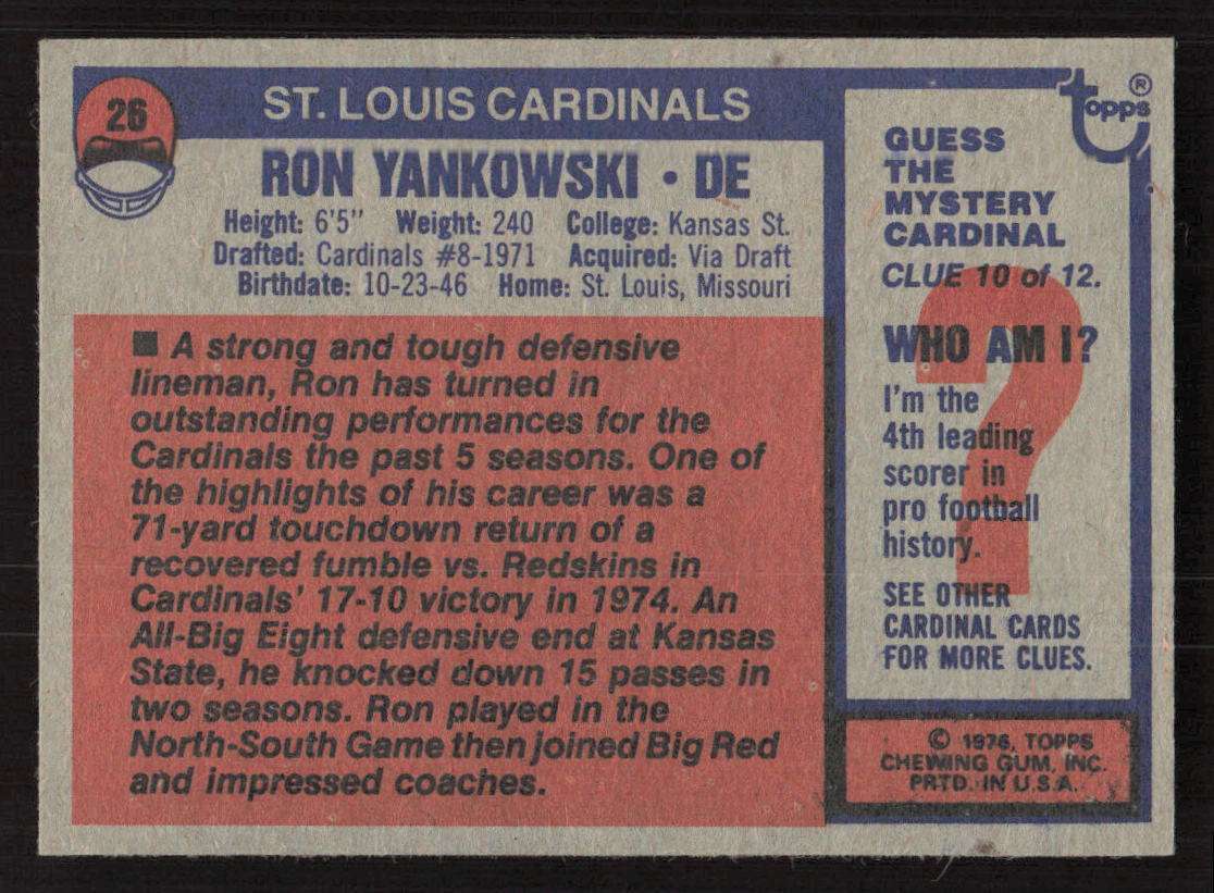 Ron Yankowski 1976 Topps #26 St. Louis Cardinals EX {0417 | eBay UK