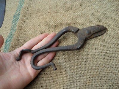 ANTIQUE SMALL WROUGHT IRON TINSMITH SCISSORS SHEARS BLACKSMITH HAND ...