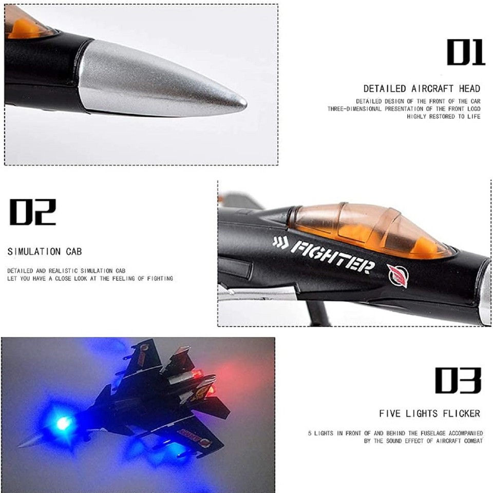 1/100 Fighter Aircraft J15 Jet Lights & Sounds Alloy Model with Display ...