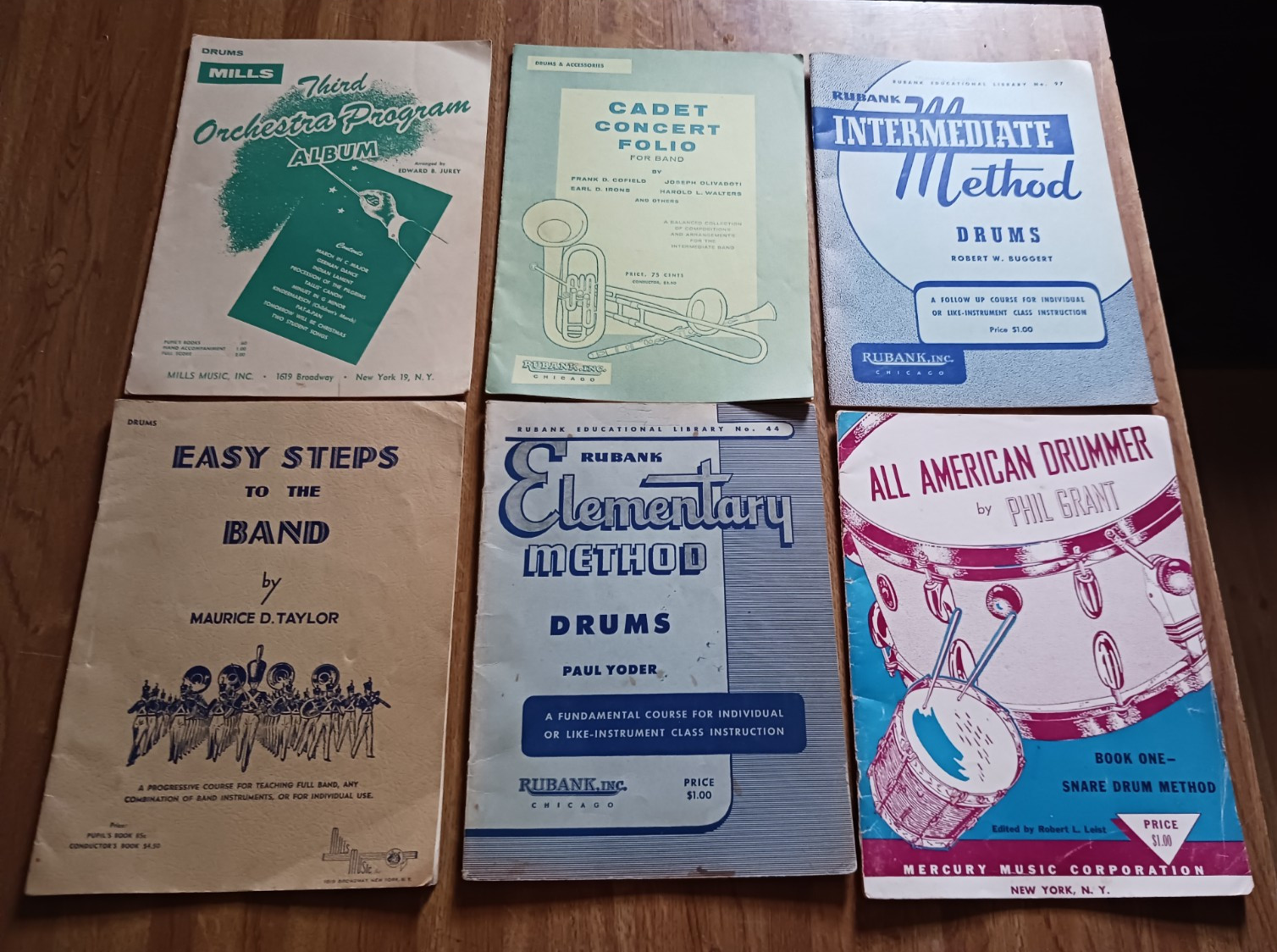 6 Vintage DRUMS Marching Band Sheet Song Books Phil Grant Instructional ...