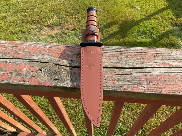 United Cutlery #uc3092 USMC Combat Fighting Knife With Brown Leather ...