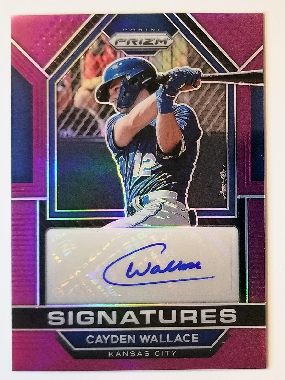 2023 Panini Prizm Cayden Wallace PURPLE 52/99 Signatures AUTO Royals # ...
