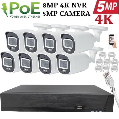 8MP 4K POE CCTV SYSTEM IP NVR FULL HD 5MP 30M NIGHT VISION CAMERA KIT ...