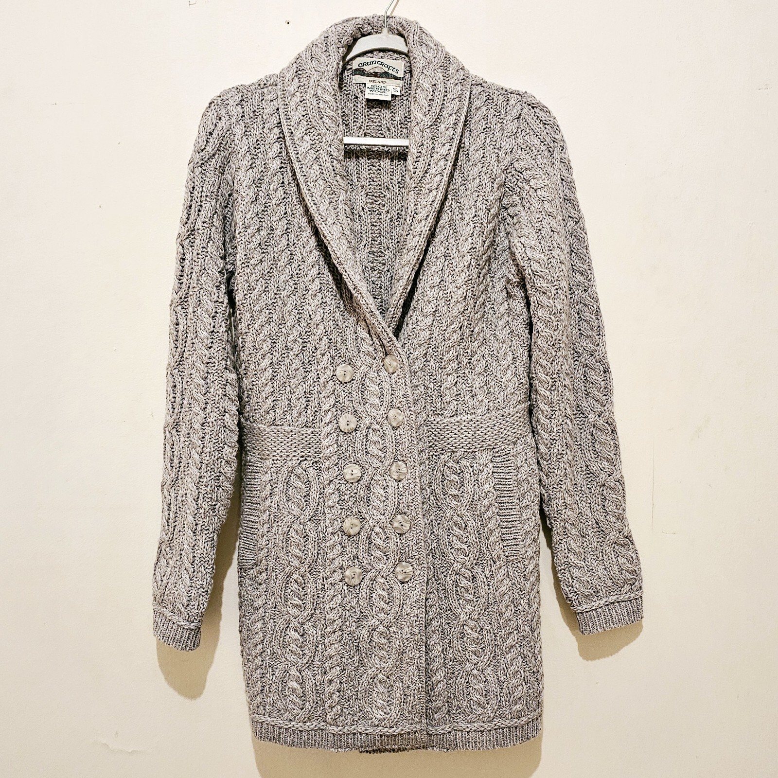 Aran Crafts Ireland 100% Merino Wool Double Breasted … - Gem