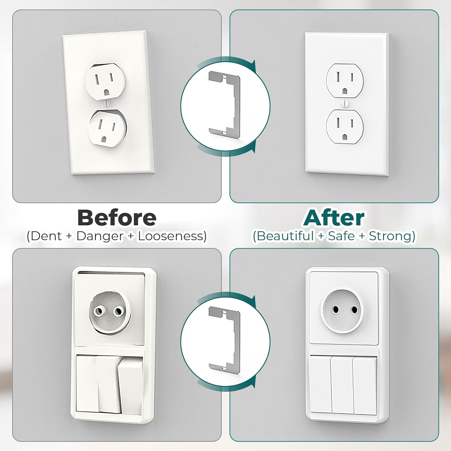 Wall Plate Spacer,Metal Single Gang Device Leveler,Flush Fit Leveling ...