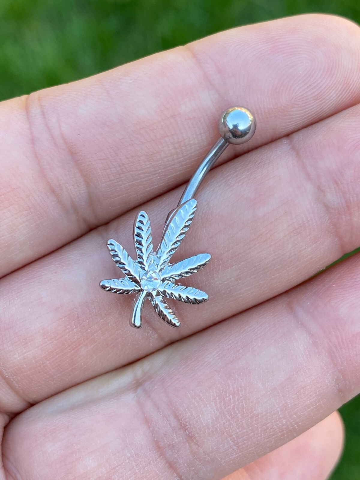 1Pcs Maple Leaf Belly Navel Ring Weed Button Body Piercing Jewelry Bar UK | eBay