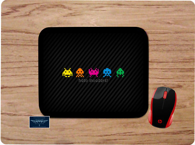SPACE INVADERS HELLO CLASSIC GAMING ART MOUSE PAD DESK MAT HOME OFFICE ...