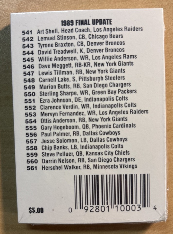 1989 NFL Pro Set Football FINAL UPDATE Set, Sealed, Sterling Sharpe ...
