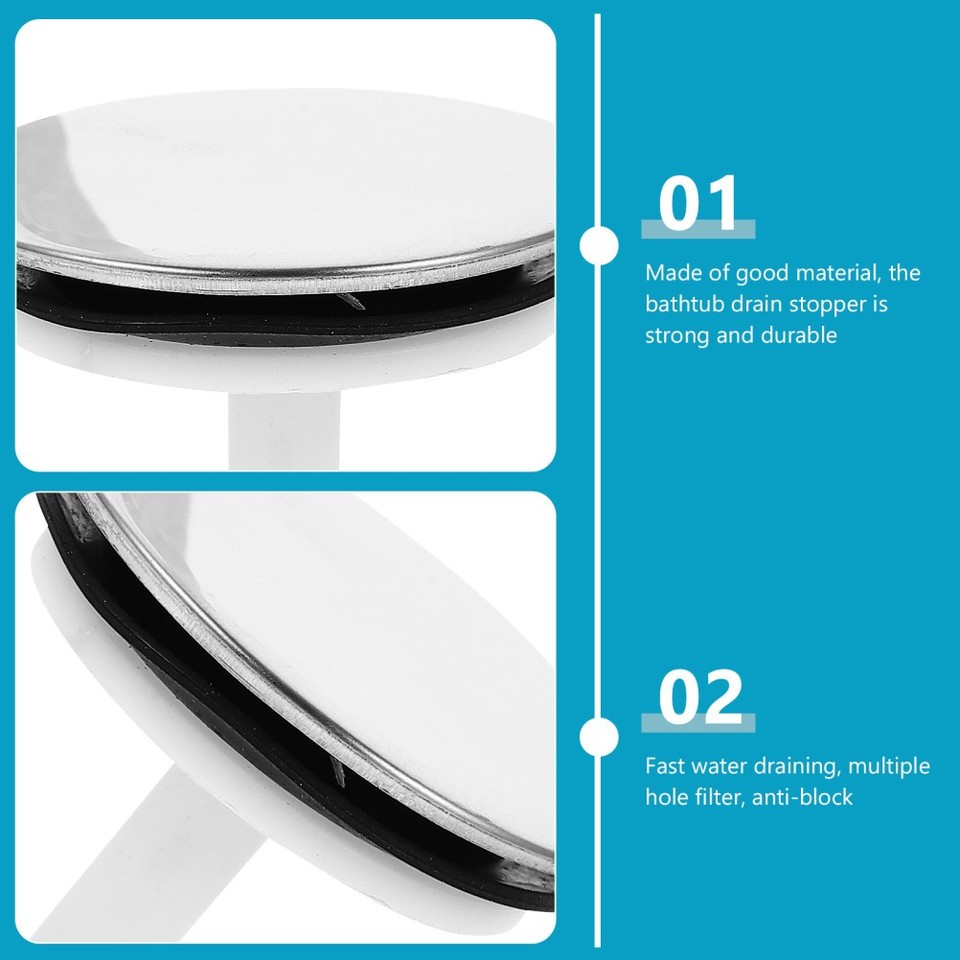 Bathtub Drain Stopper Plastic Tub Plug Rotating Silicone Seal Cover ...