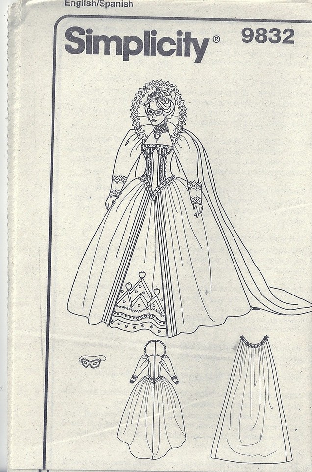 Simplicity Costume Pattern 9832 Renaissance Collection Medieval Adult ...