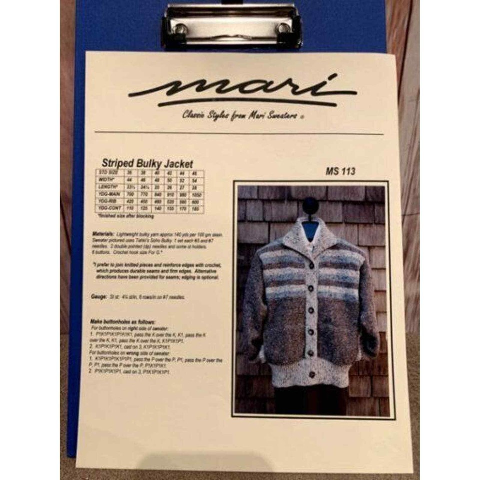 New Mari Sweaters MS 113 Striped Bulky Cardigan Collared Knitting ...
