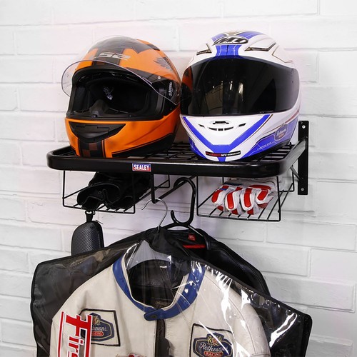 Sealey Motorcycle Helmet Clothing Tidy Wall Mounted Shelf Rack ...