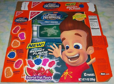 2003 VINTAGE NABISCO NICKELODEON NEW! JIMMY NEUTRON FRUIT SNACKS EMPTY ...